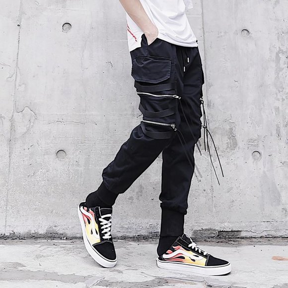 Niepce Inc | Pants | Retro Multi Pockets Techwear Cyberpunk Black Cargo ...